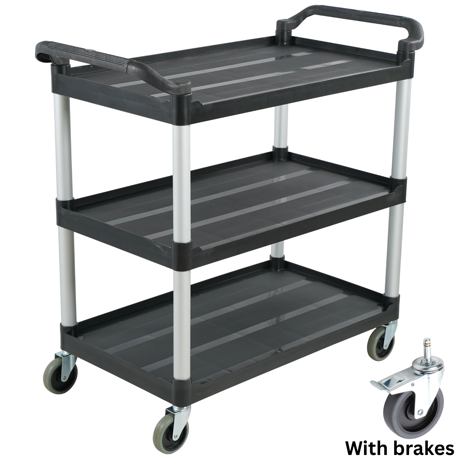 3 Tier Service Cart Restaurant Trolley Kitchen Catering Shelf W/ Brake ...
